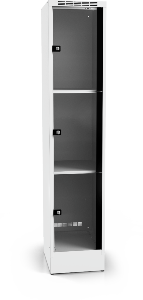 Locker with three glass-filled doors 1920 x 400 x 500