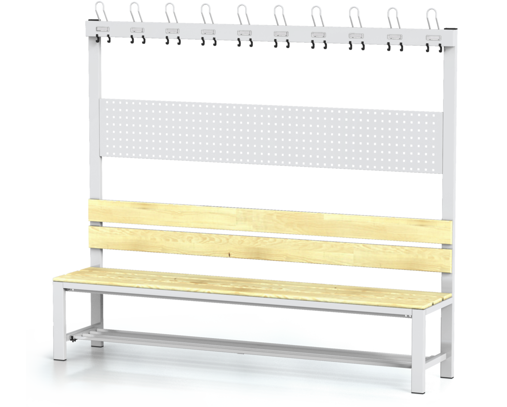 Benches with backrest and racks, spruce sticks - with a reclining grate ...
