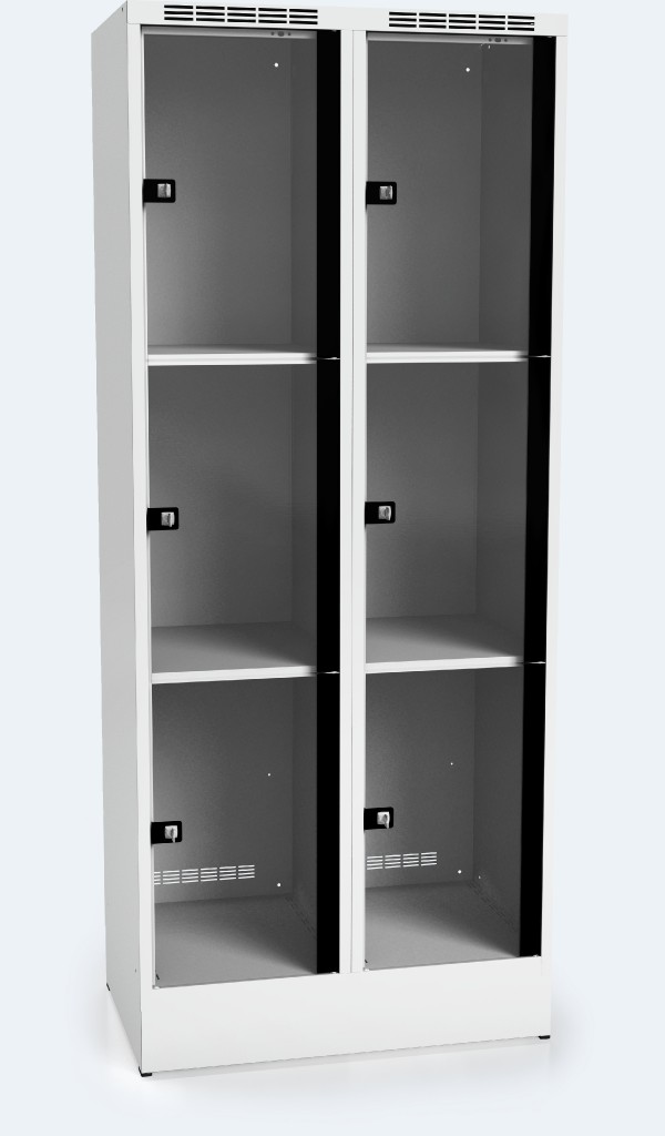 Locker with six glass-filled doors 1920 x 800 x 500
