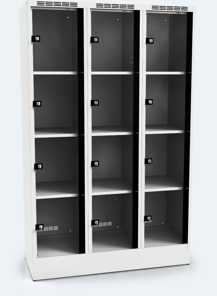 Locker with twelve glass-filled doors 1920 x 1200 x 500