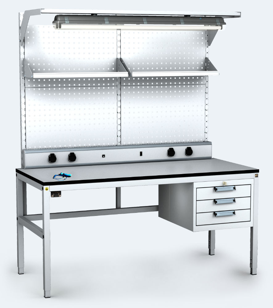 ESD - ALGERS Workbench 1885 - 2125 x 1600 x 700 mm - container - perfo ...