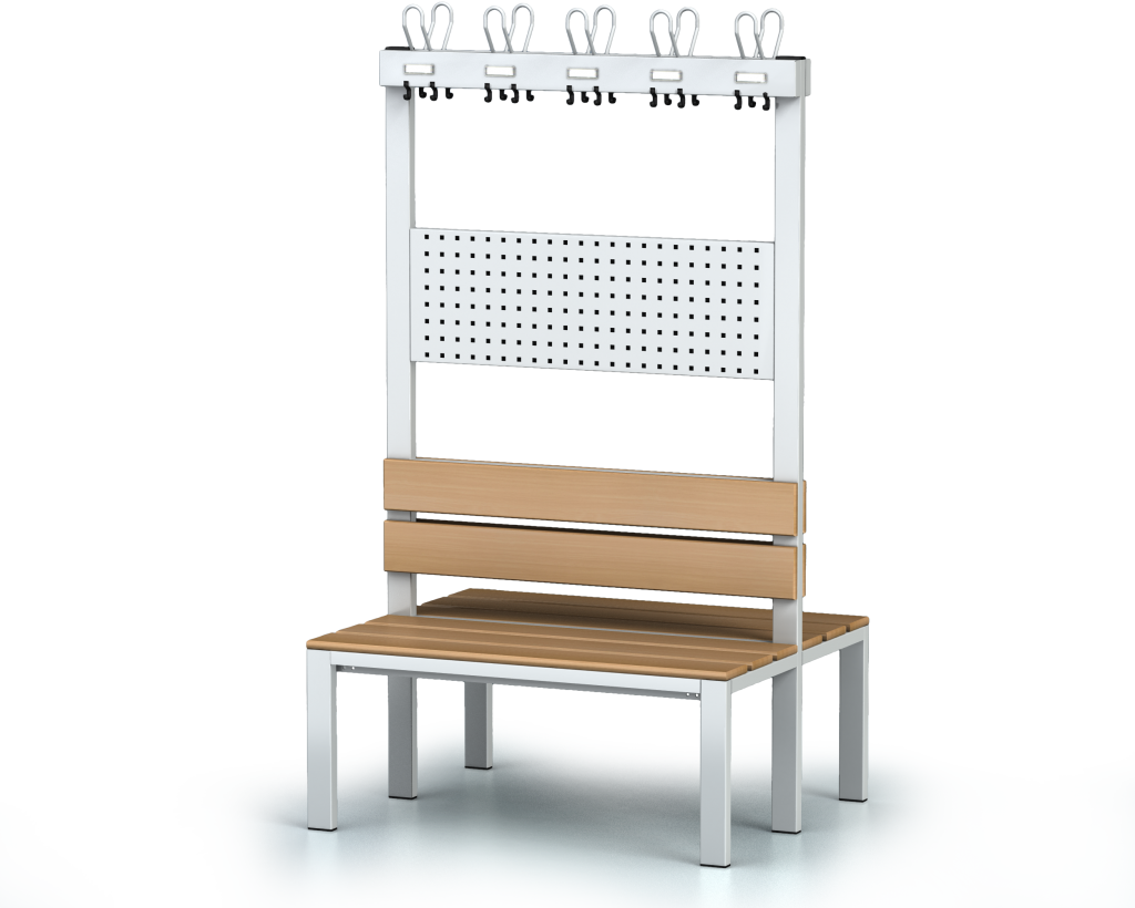 Double-sided benches with backrest and racks, beech sticks - basic ...
